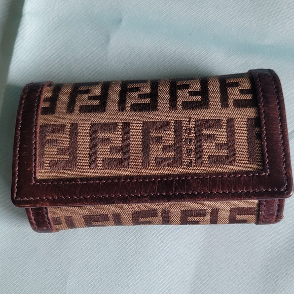 Fendi | Accessories | Fendi Logo Key Holder In Brown And Cream | Poshmark